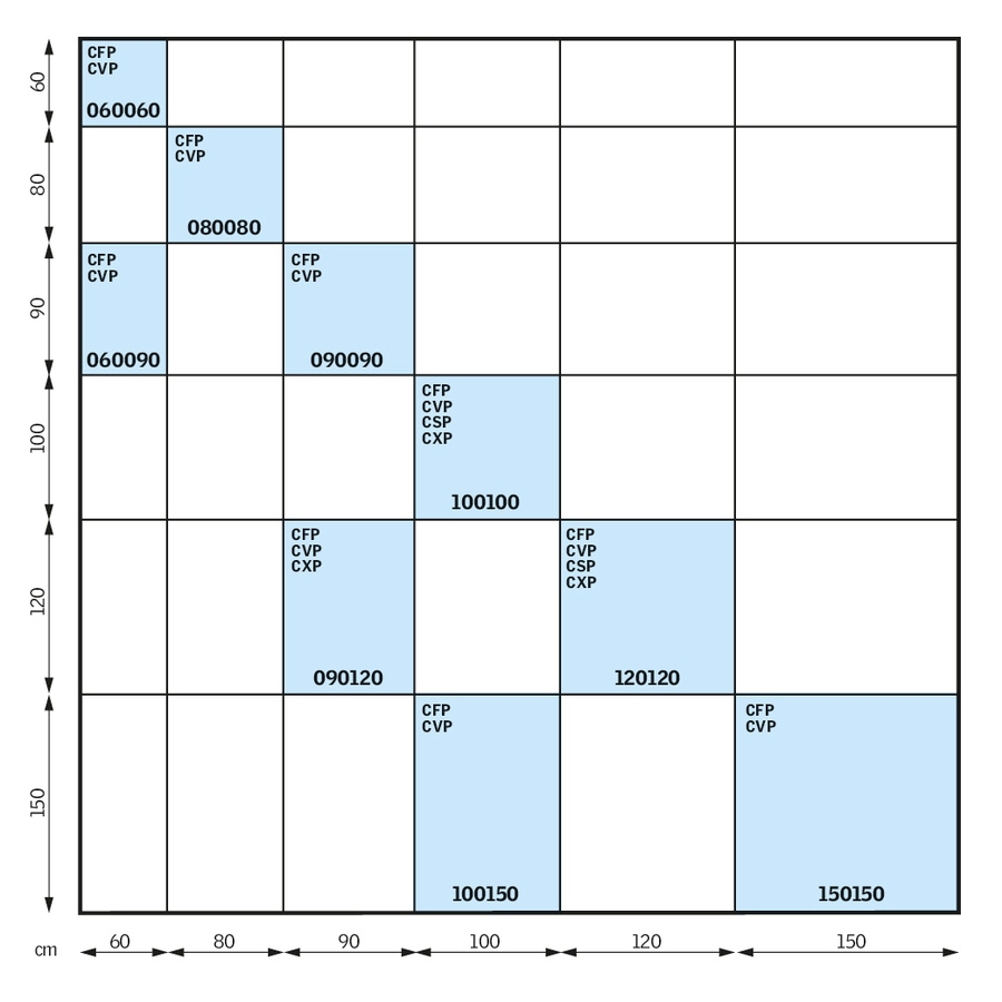 Flat roof windows size chart